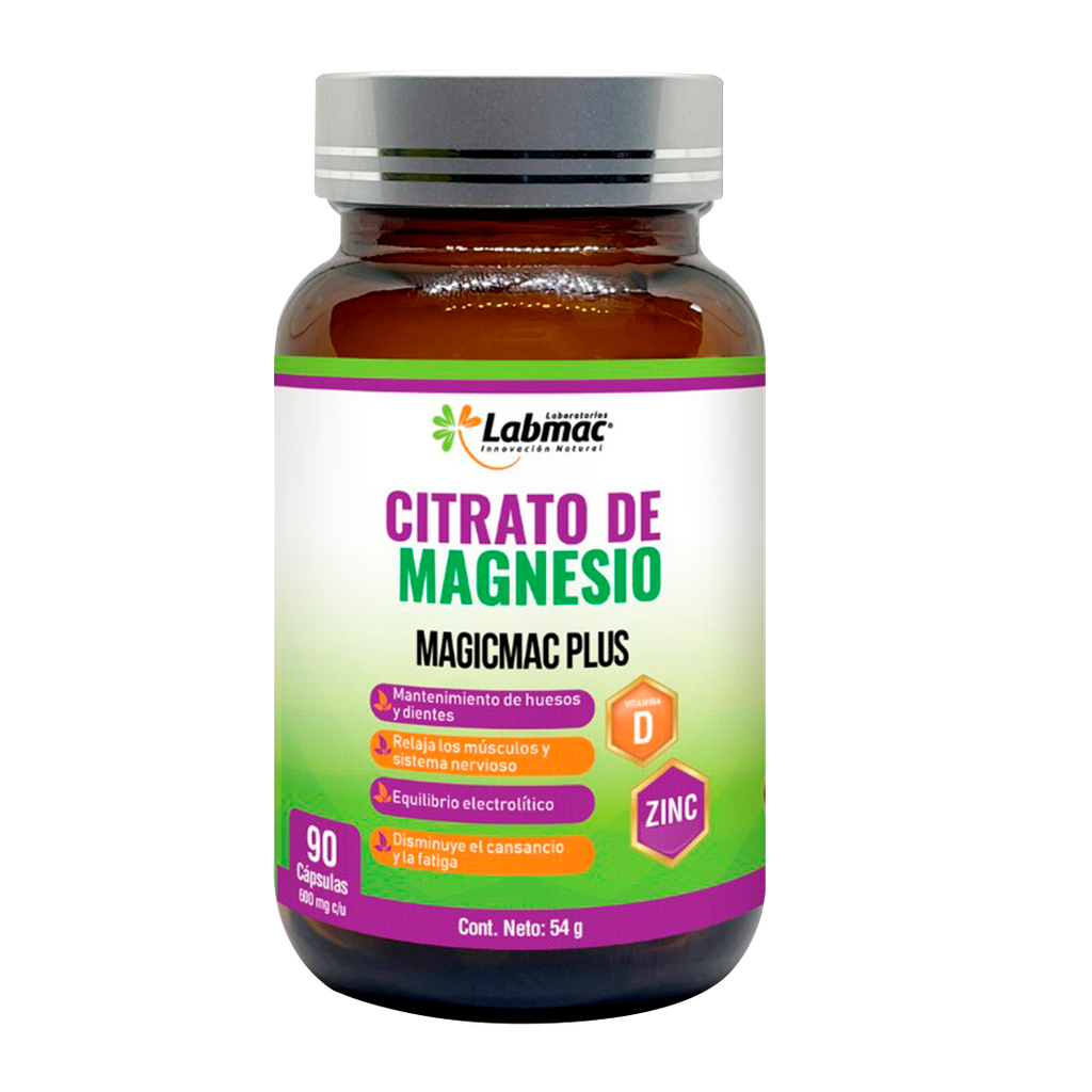 CITRATO DE MAGNESIO MAGICMAC PLUS 600MG CAPSULAS X90 LABMAC | El Arbolito
