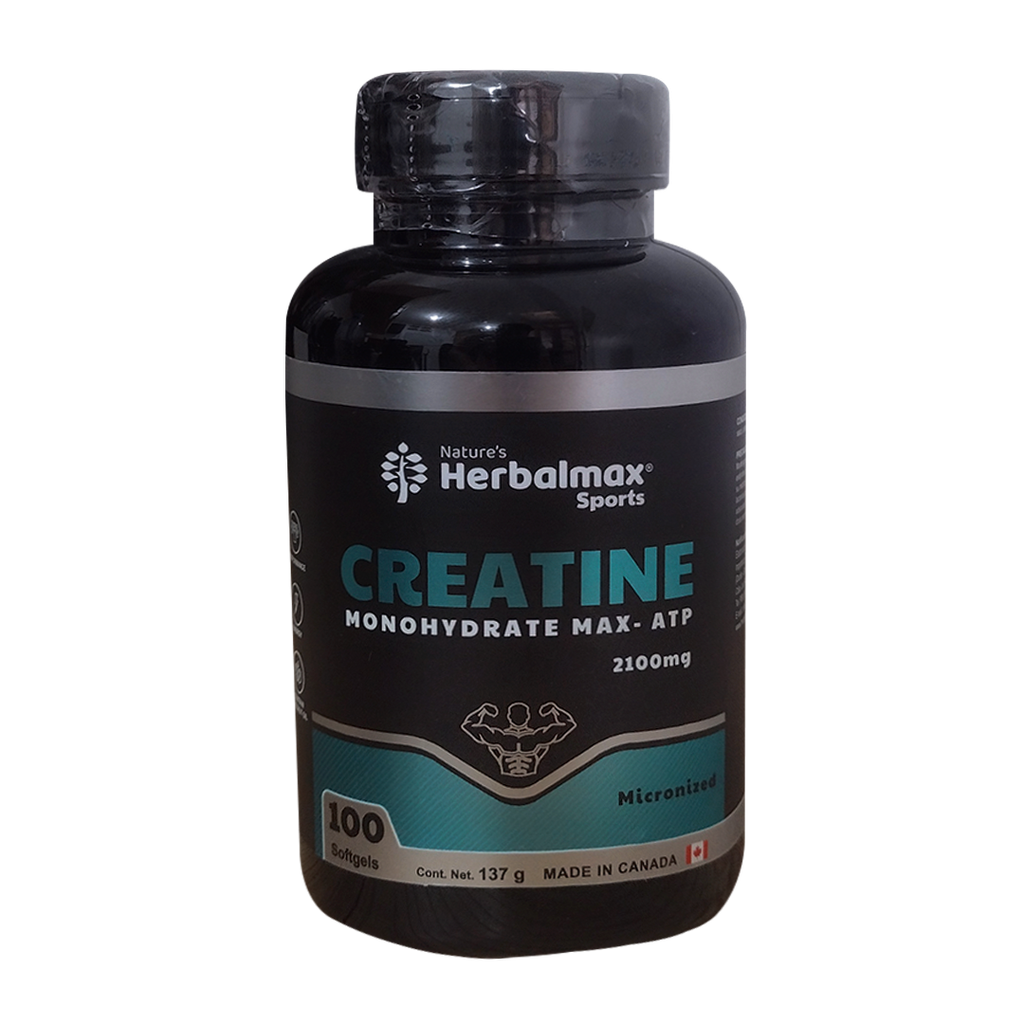 CREATINE MONOHYDRATE MAX - ATP 2100MG SOFTGELS X100 NATURES HERBALMAX ...