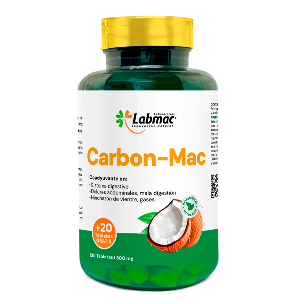CARBON-MAC 500MG TABLETAS X100+20 LABMAC | El Arbolito