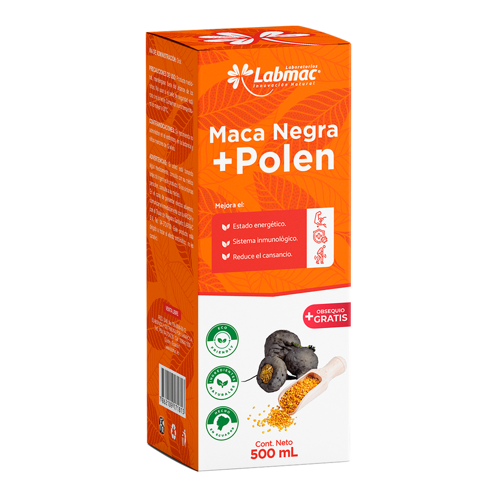 MACA NEGRA + POLEN JARABE DE 500ML LABMAC | El Arbolito
