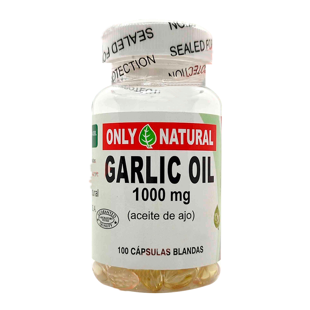 ACEITE DE AJO GARLIC OIL 1000 MG CAPSULAS X 100 ONLYNAT | El Arbolito