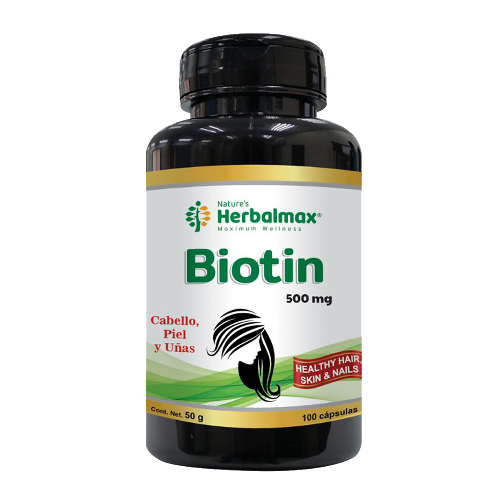 BIOTIN 500MG CAPSULAS X100 NATURES HERBALMAX | El Arbolito