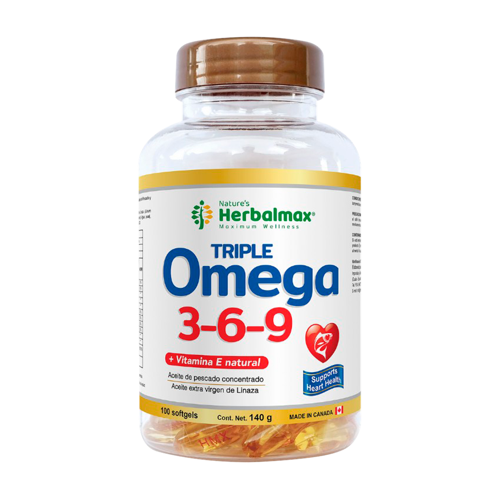 TRIPLE OMEGA 3-6-9 SOFTGELS X100 NATURES HERBALMAX | El Arbolito