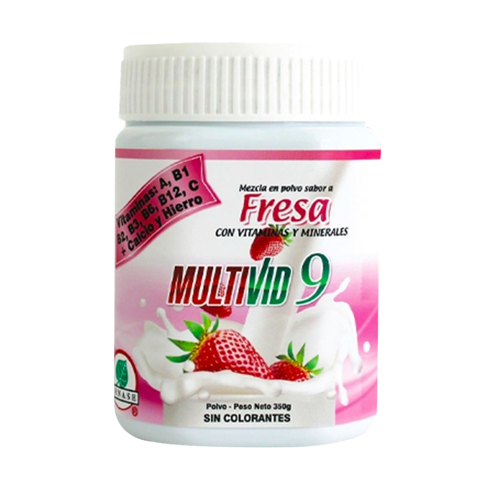 MULTIVID 9 POLVO 350G SABOR FRESA RENASE | El Arbolito