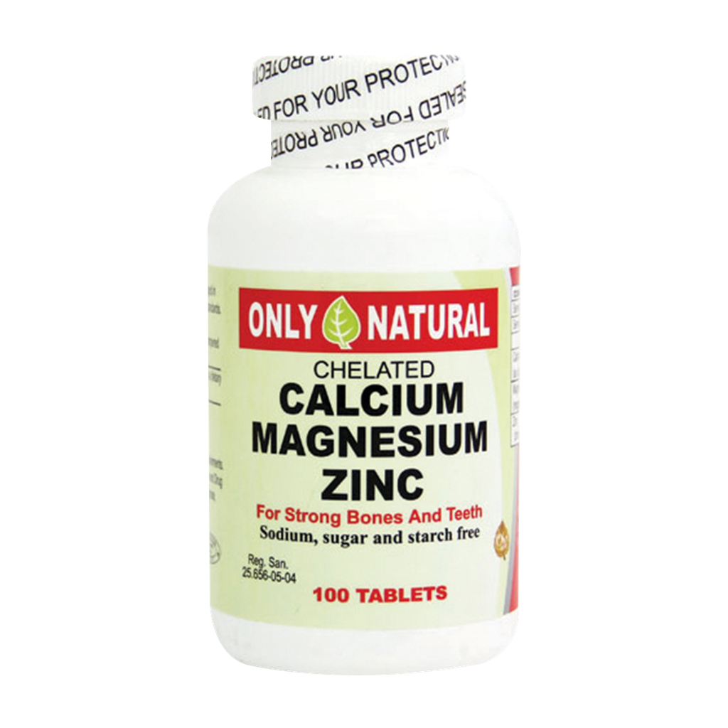 CHELATED CALCIUM MAGNESIUM ZINC TABLETAS X 100 ONLY NATURAL | El Arbolito
